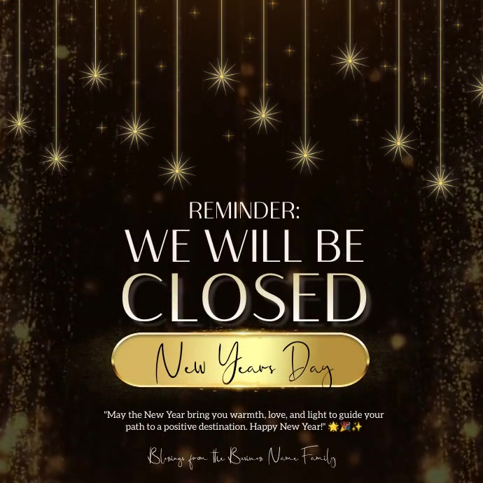Plantilla de new years DAY SHOP CLOSED NOTICE TEMPLATE | PosterMyWall