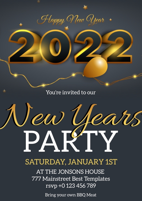 new years dinner party invite template | PosterMyWall