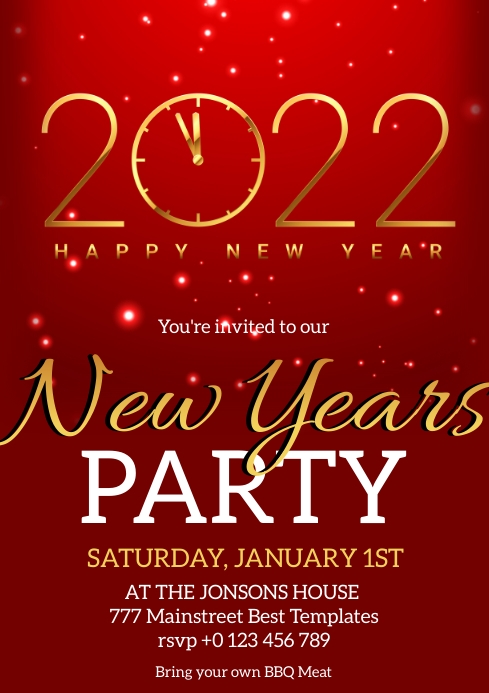 New Years Dinner Party Invite Template | PosterMyWall