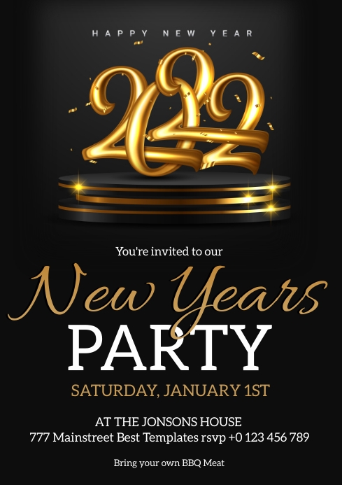 Copy of new years dinner party invite template | PosterMyWall