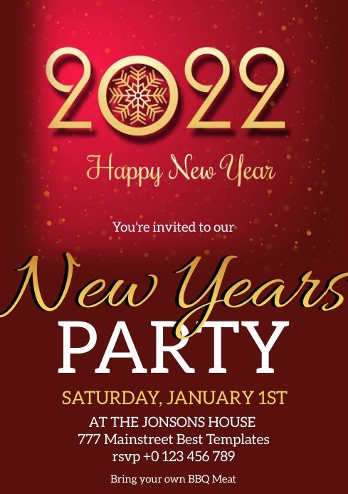 new years dinner party invite template | PosterMyWall