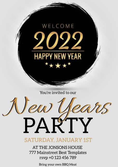 new years dinner party invite template | PosterMyWall