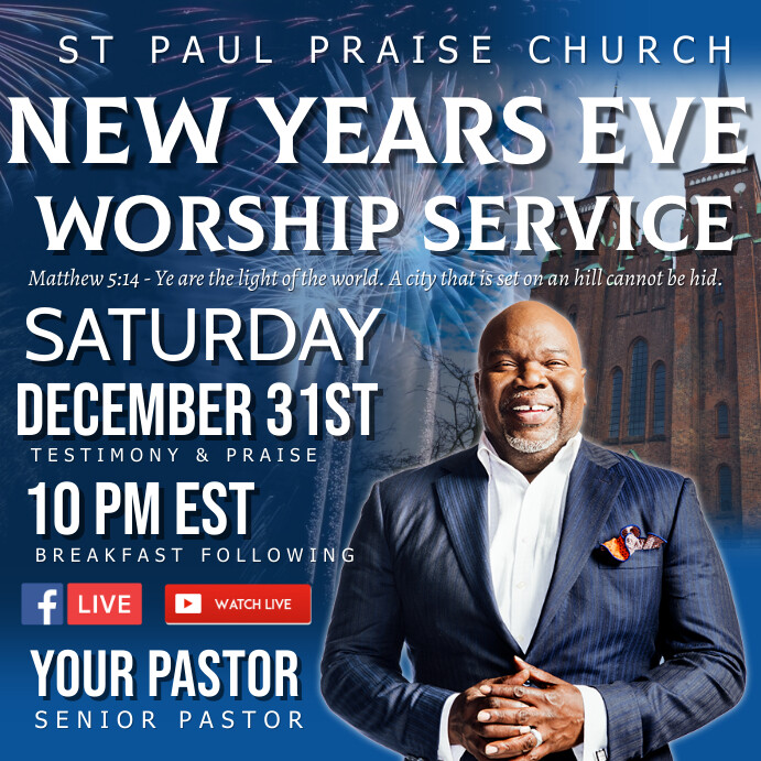 Modèle New Years Eve Church Worship Service | PosterMyWall