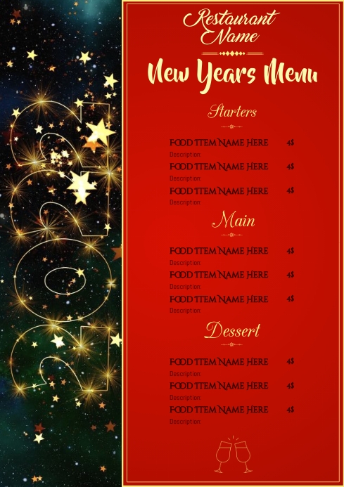 New Years Menu Card Template | PosterMyWall