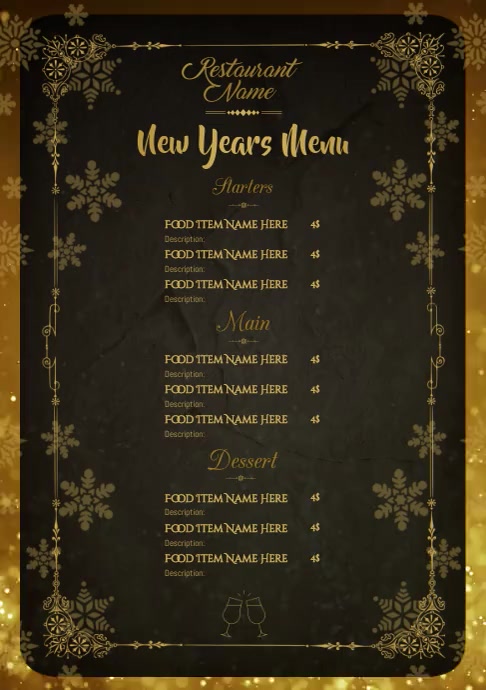 New Years Menu Card Template | PosterMyWall