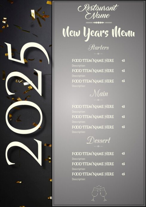 New Years Menu Card Template | PosterMyWall