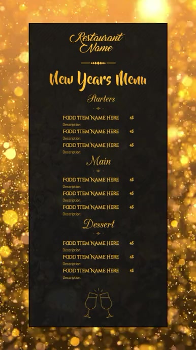 New Years Menu Card Template | PosterMyWall