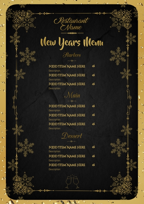 New Years Menu Card Template | PosterMyWall