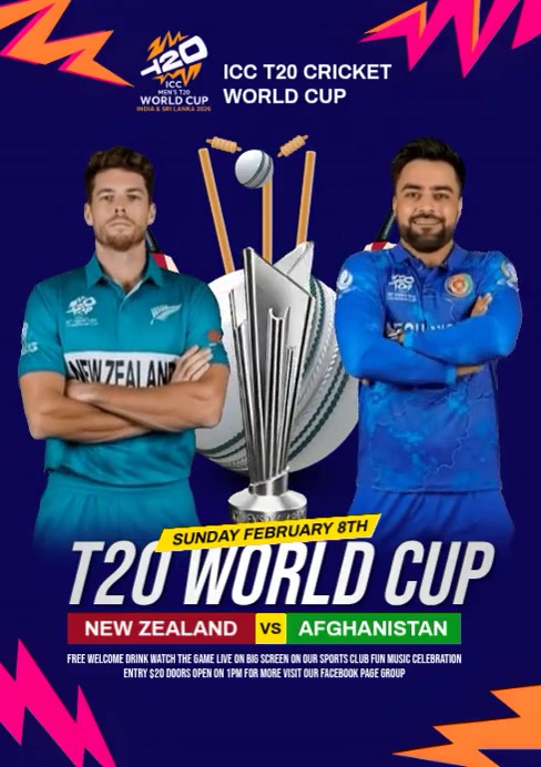 New zealand vs Afghanistan Template | PosterMyWall