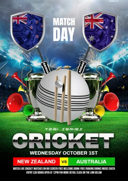 Plantilla de New Zealand vs Australia | PosterMyWall