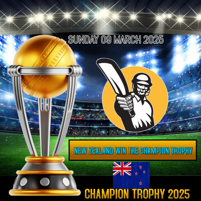 Copy of New Zealand win the champion trophy | PosterMyWall