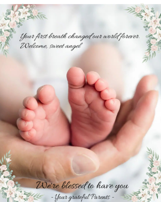 Newborn Announcement Instagram Portrait Template | PosterMyWall