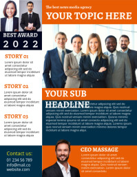 Orange Custom Branded Newsletter Page Template | PosterMyWall