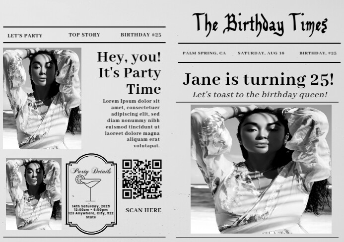 Newspaper Birthday Announcement A5 Template | PosterMyWall