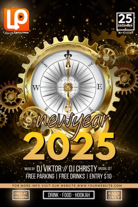 Newyear Countdown 2025 Gold Theme Template | PosterMyWall