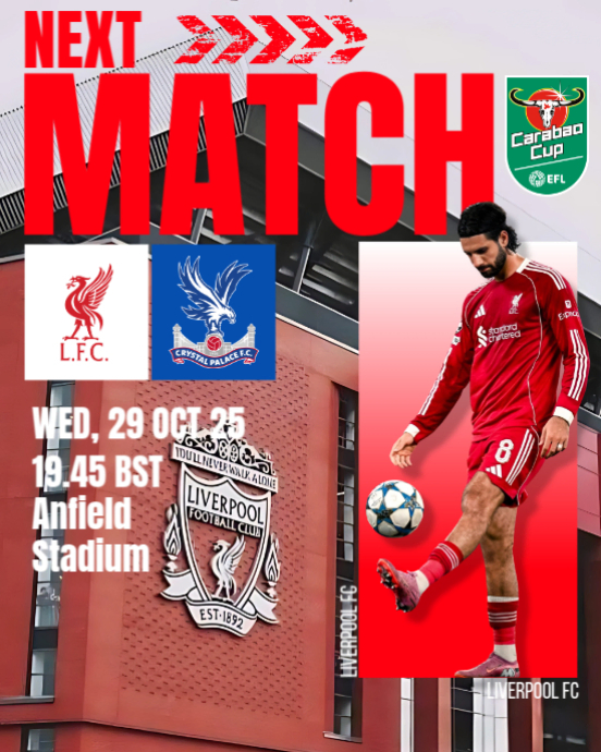 Next Match Liverpool Vs Crystal Palace Carabao Cup Instagram Portrait ...