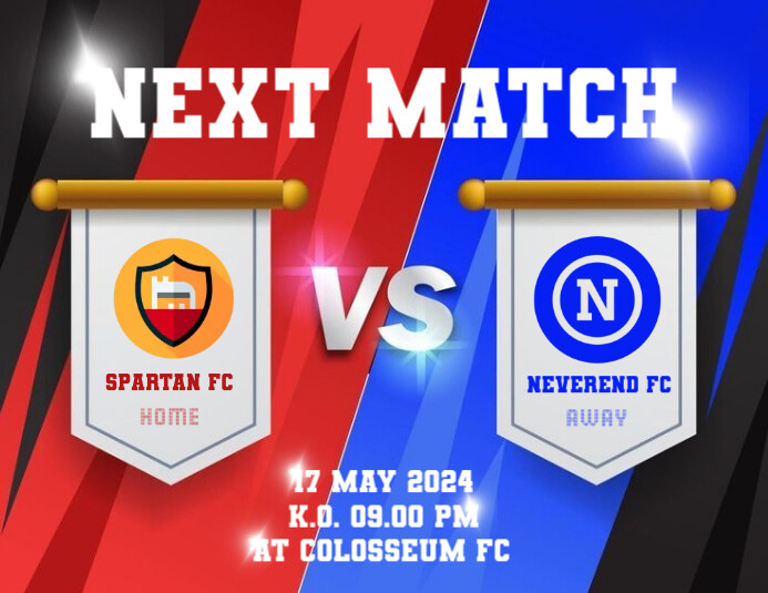 Copy of Next Match Soccer Design Template | PosterMyWall