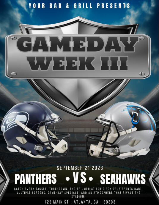 Copy of NFL 2023 WEEK 3 FLYER SEAHAWKS VS PANTHERS | PosterMyWall
