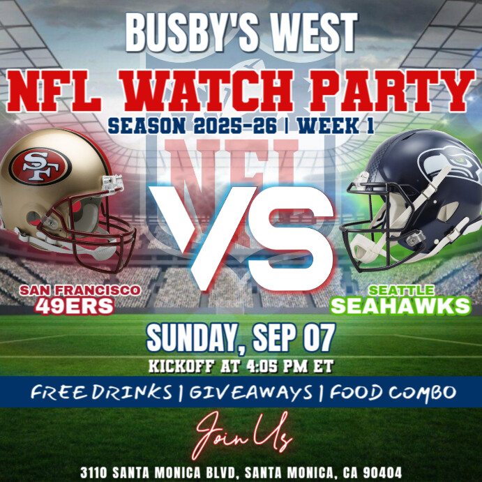 NFL 2025 Week 1: San Francisco 49ers vs Seattle Seahawks Watch Party ...
