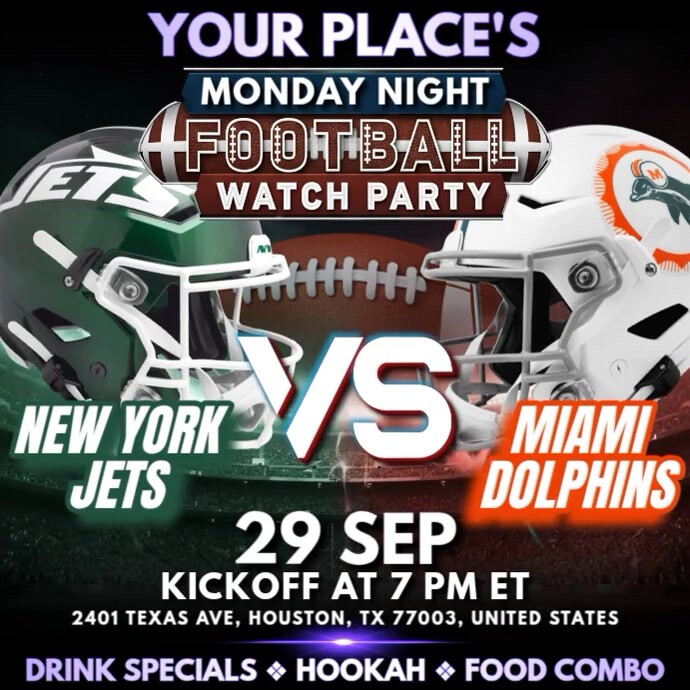 Copy of NFL 2025 Week 4: New York Jets @ Miami Dolphins Watch Party ...