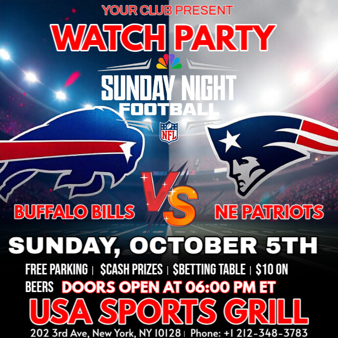 NFL 2025 Week 5: Buffalo Bills VS New England Patriots Watch Party ...