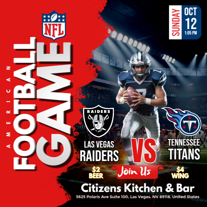 Copy of NFL 2025: Titans Vs Raiders Nfl Football Instagram Instagram ...