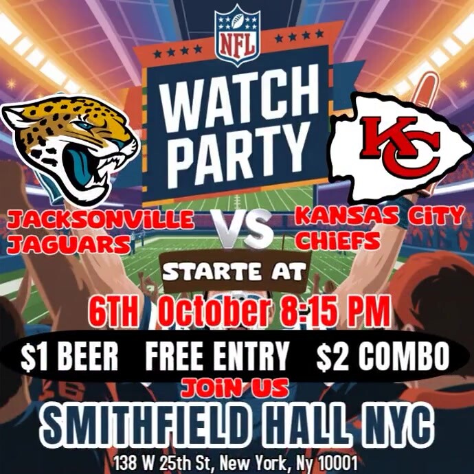 Copy of NFL 2025: Watch Party Chiefs vs Jaguars Instagram Template ...