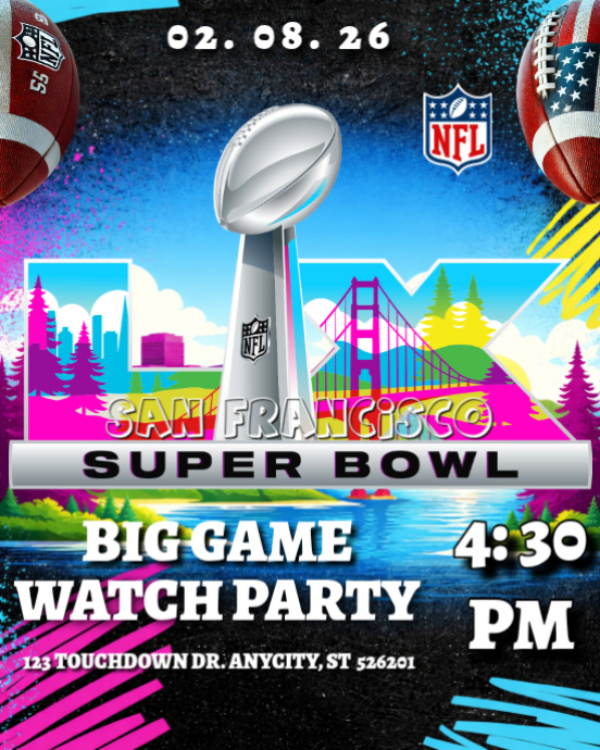 Nfl 2026: Super Bowl Lx Watch Party Social Media Template. Instagram ...