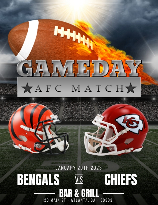 NFL AFC DIVISION 2022 FLYER BENGALS VS CHIEFS Template | PosterMyWall