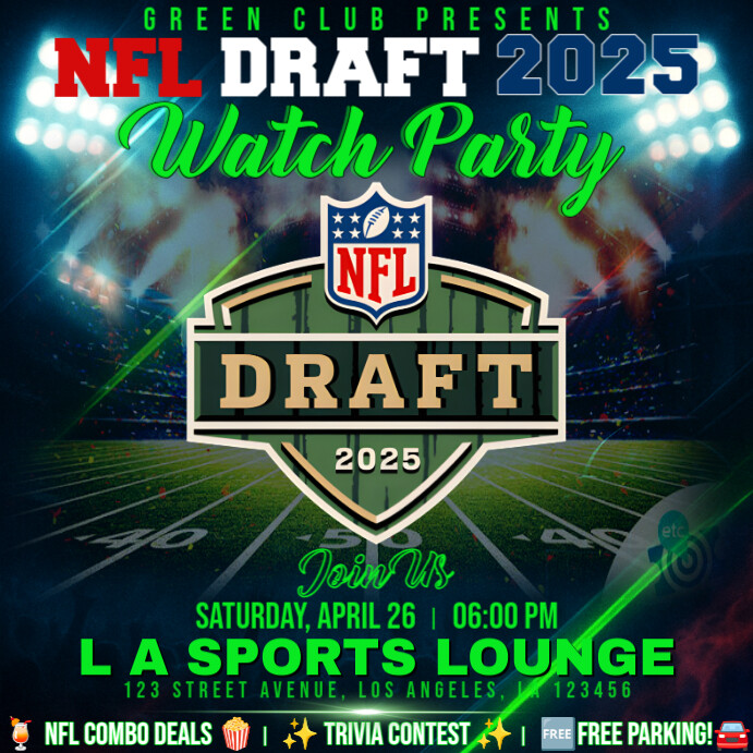 Nfl Draft 2025 Watch Party Instagram Post Template | PosterMyWall