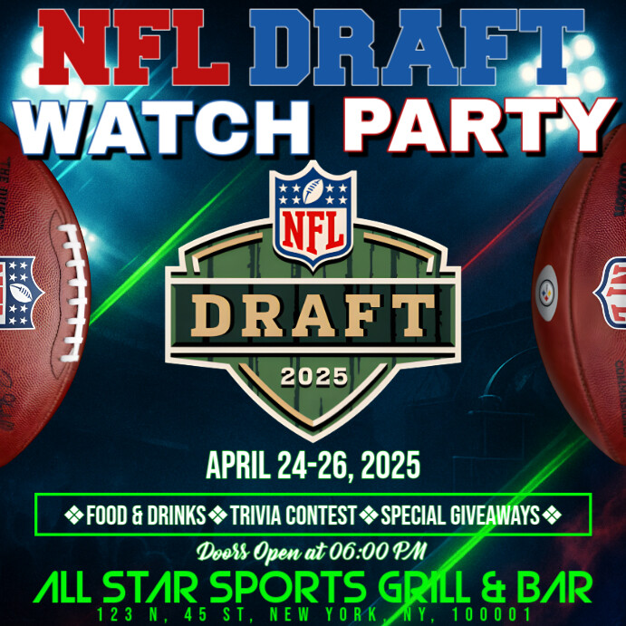 NFL Draft 2025 Watch Party Instagram Post Template | PosterMyWall