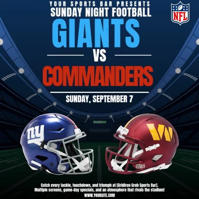 Nfl Football Flyer giants vs commanders. football template | PosterMyWall
