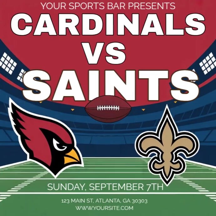 nfl football flyer. cardinals vs saints. gamed flyer. sports bar ...