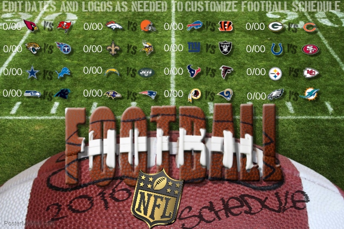 Copy of NFL Football Schedule List Teams Logos Tailgate Party Field ...
