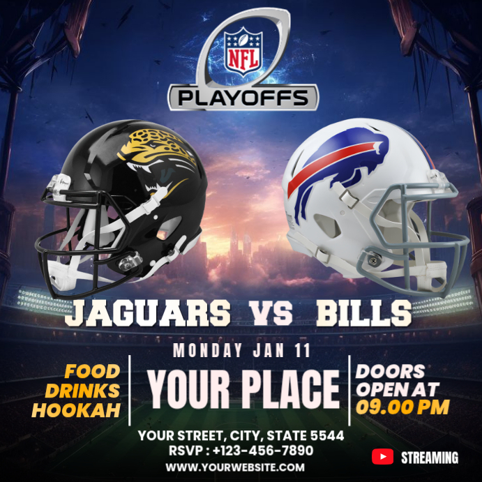 nfl gameday: Jaguars vs bills Template | PosterMyWall