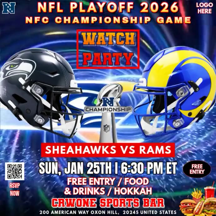 Plantilla de NFL Playoff 2026 NFC Championship: Seattle Seahawks vs ...