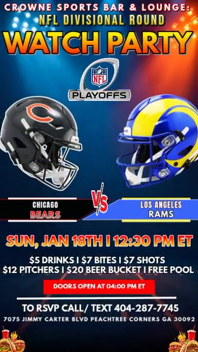 Nfl Playoff 2026: Chicago Bears Vs. Los Angeles Rams Watch Party Social ...