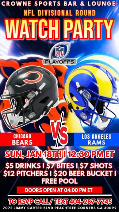 Nfl Playoff 2026: Chicago Bears Vs. Los Angeles Rams Watch Party Social ...