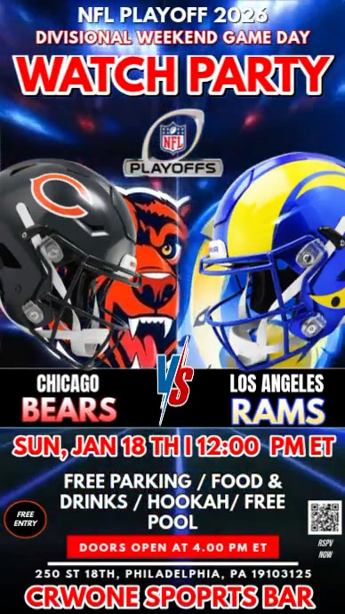 Nfl Playoff 2026: Chicago Bears Vs. Los Angeles Rams Watch Party Social ...