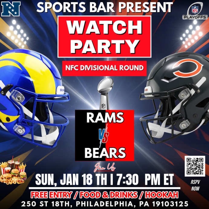 Nfl Playoff 2026: Los Angeles Rams Chicago Vs. Bears Watch Party Social ...