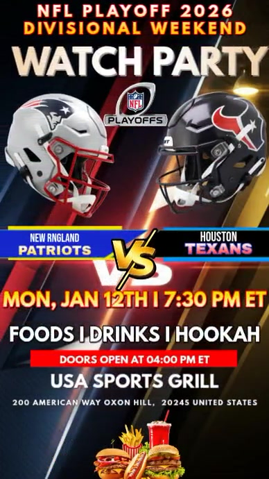 Nfl Playoff 2026:new England Patriots Vs Houston Texans Watch Party ...