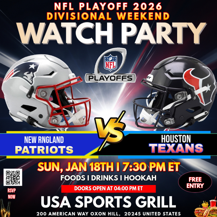 Nfl Playoff 2026:new England Patriots Vs Houston Texans Watch Party ...