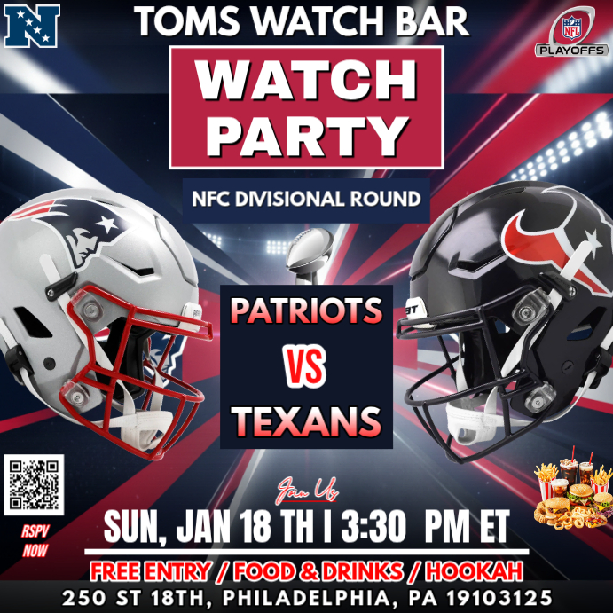 Nfl Playoff 2026:new England Patriots Vs Houston Texans Watch Party ...