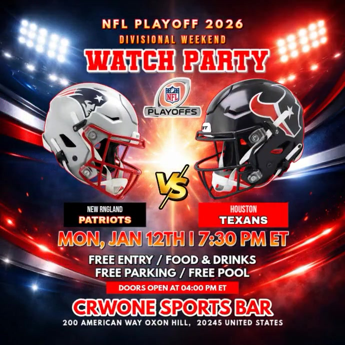 Nfl Playoff 2026:new England Patriots Vs Houston Texans Watch Party ...