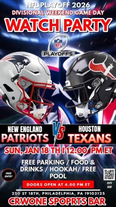 Nfl Playoff 2026:new England Patriots Vs Houston Texans Watch Party ...