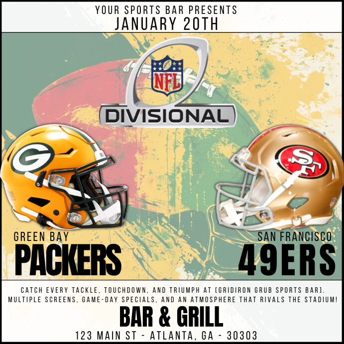 NFL Playoff Flyer, packers vs 49ers Template | PosterMyWall