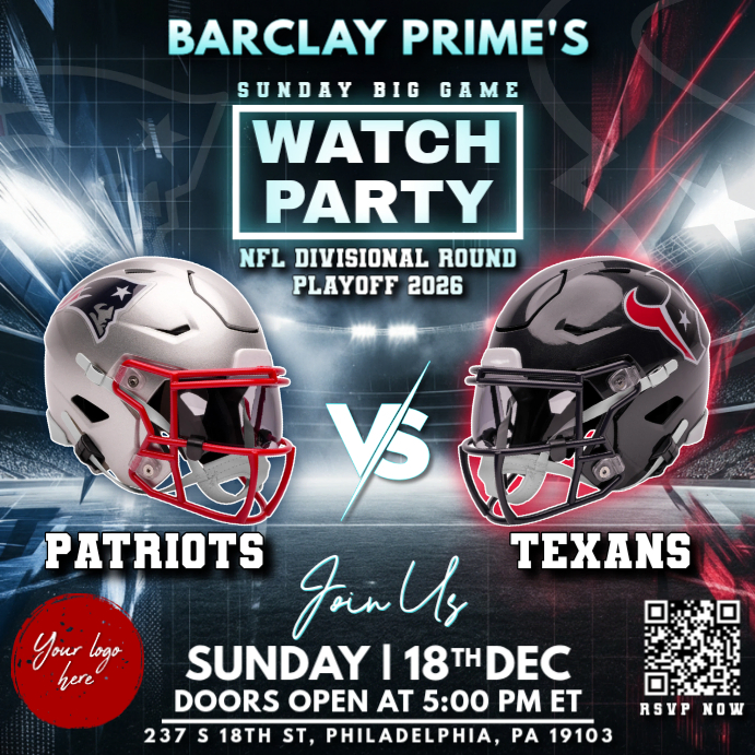 Plantilla de NFL Playoffs 2026: New England Patriots vs Houston Texans ...