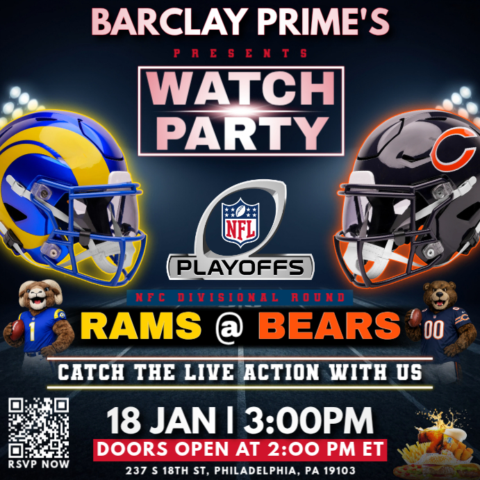 Plantilla de NFL Playoffs 2026: Los Angeles Rams at Chicago Bears Watch ...