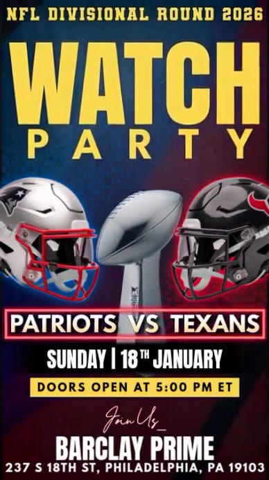 Plantilla de NFL Playoffs 2026: New England Patriots vs Houston Texans ...