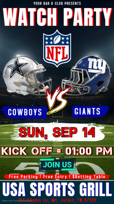 Copy of Nfl Preseason 2025 Carfinals Vs Chiefs Watch Party Templet ...